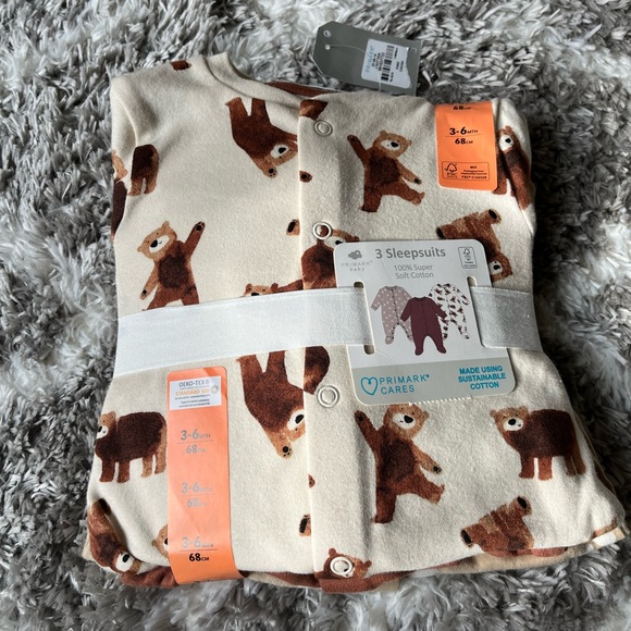 Primark | Pajamas | Brand New With Tags 36m Long Sleeve Sleepsuits Pack ...
